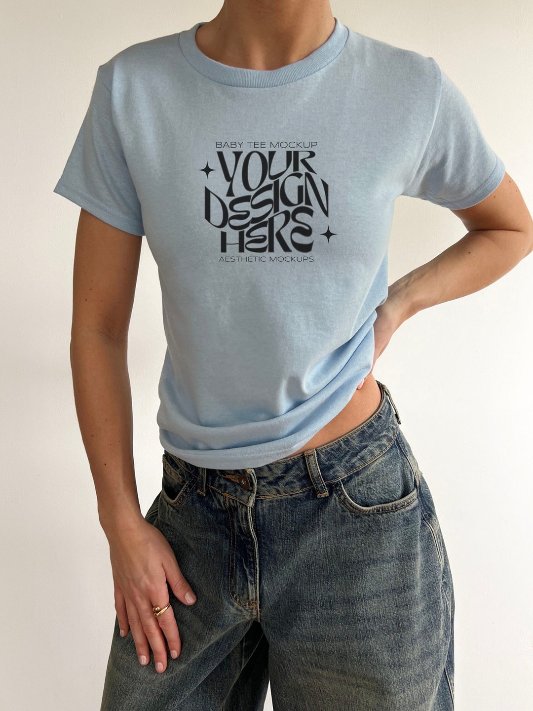 G 5000b Baby Tee Mockup // 90s Baby Tee Mockup, Gildan 5000b Baby Blue ...