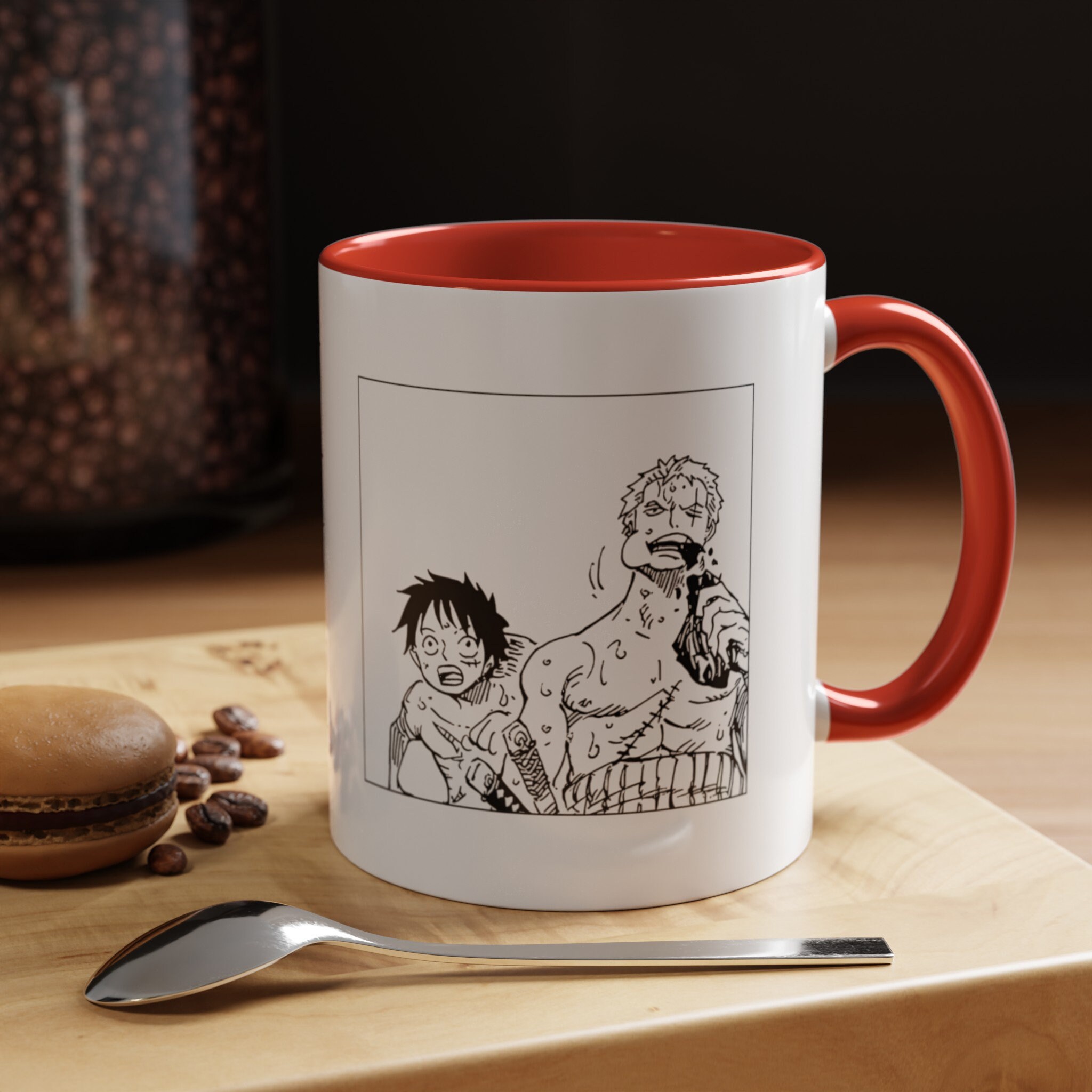 One Piece Funny Meme Mug Anime , Luffy and Zoro Different Mood Funny ...
