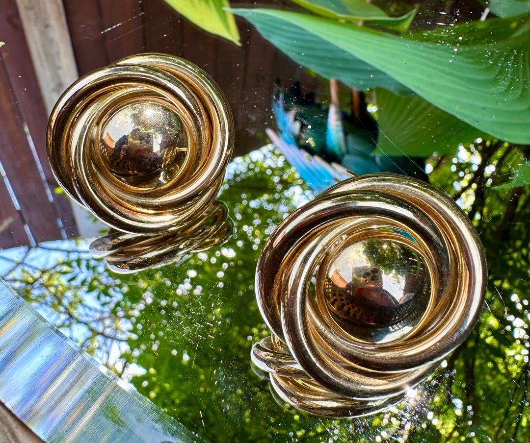 1970's Studio 54 Glam Gold Sculptural Clip Earrings - Etsy