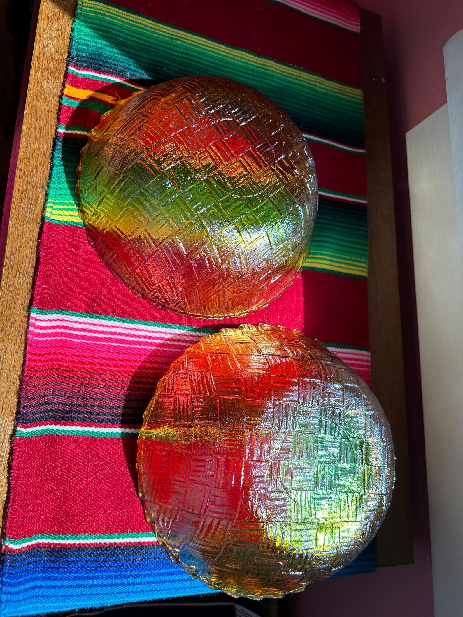 Set of 2 Indiana Glass Oil Slick Amber Carnival Glass Weavetex ...