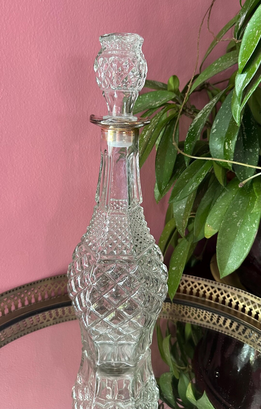 1970's Anchor Hocking Wexford Crystal Glass Wine Spirits Decanter With ...