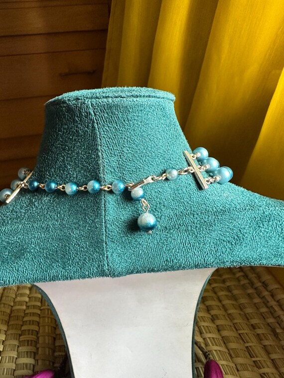 1950's Moon Gems Blue Foiled Asteroid 3-Strand Beads … - Gem