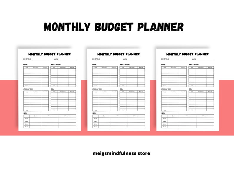 Monthly Budget Planner Notebook, Financial Planner, Expense Tracker ...