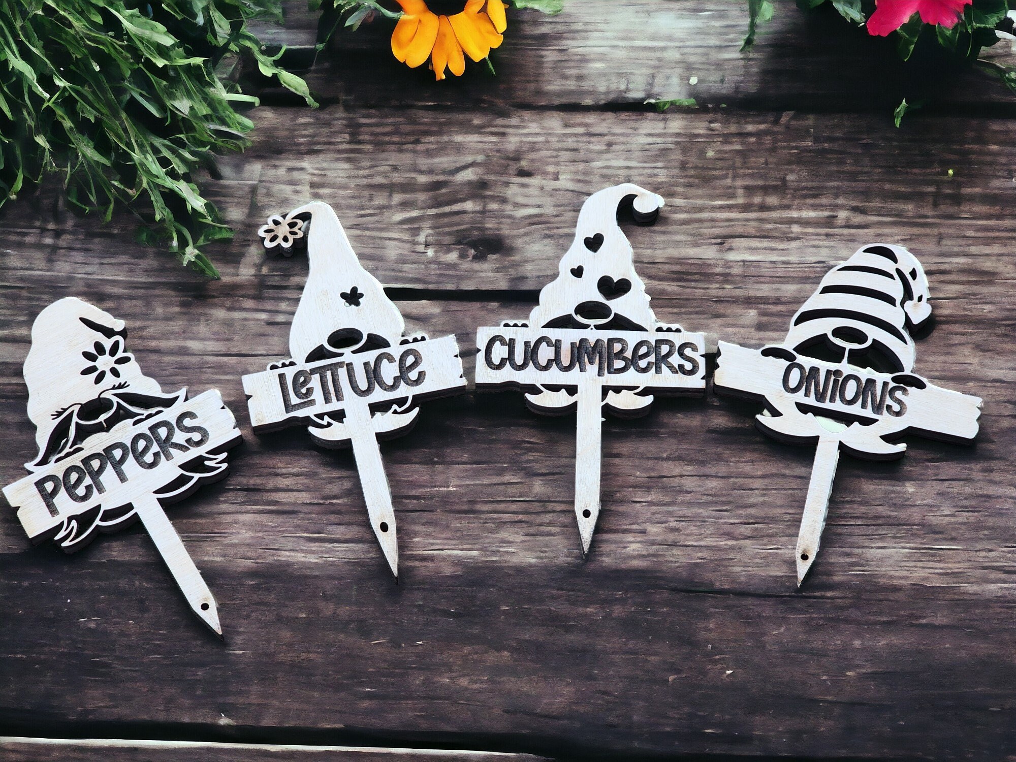 Vegetable Garden Stakes, Garden Gnome, Plant Markers, Vegetable Garden ...