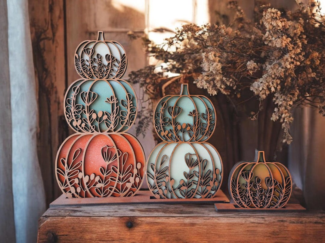 Floral Pumpkin Decor, Fall Decorations, Wooden Decor for Fall, Fall ...