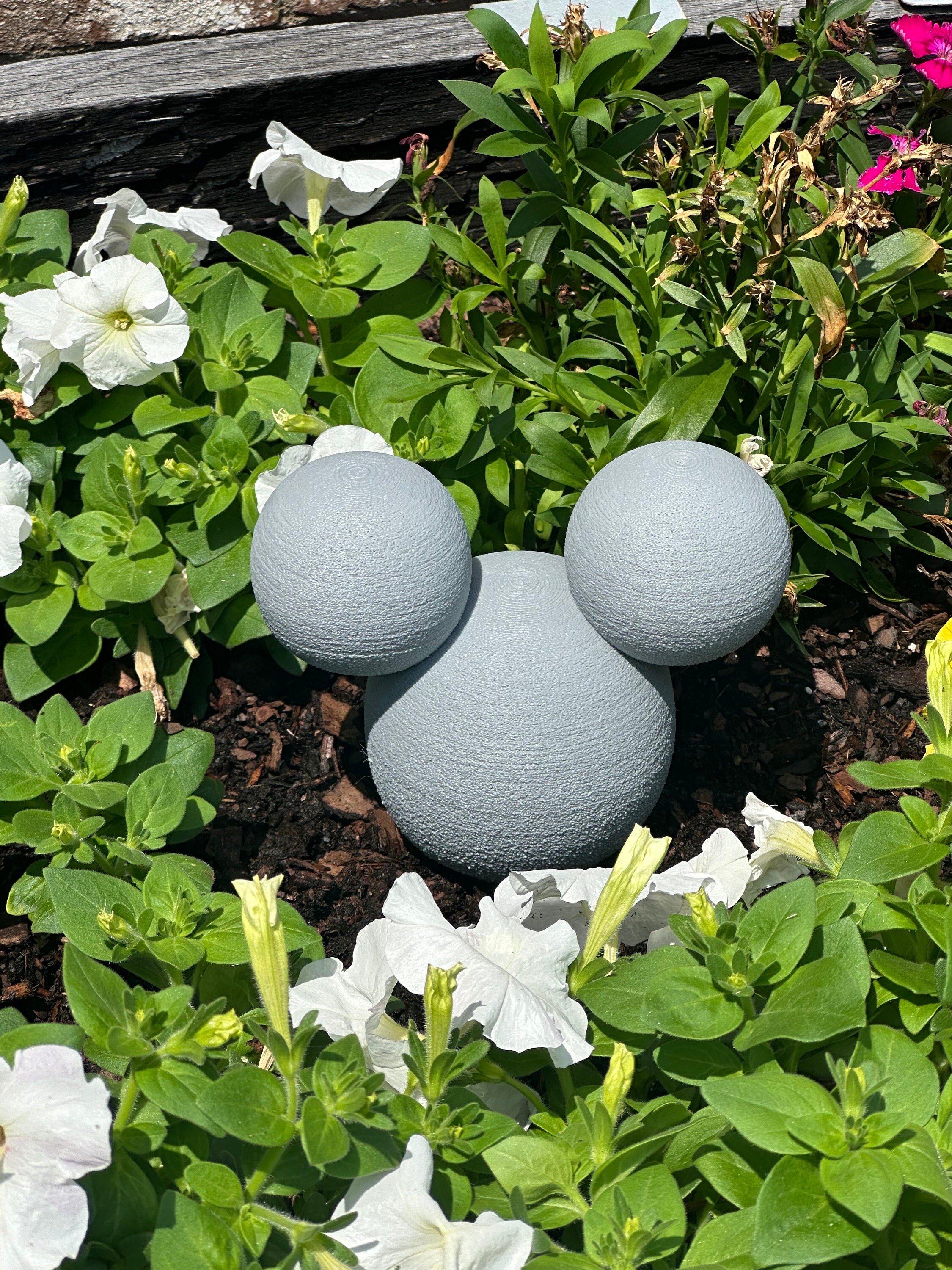 Mickey Head Garden Statue Decor Cement Appearance Modern Disney Hidden ...