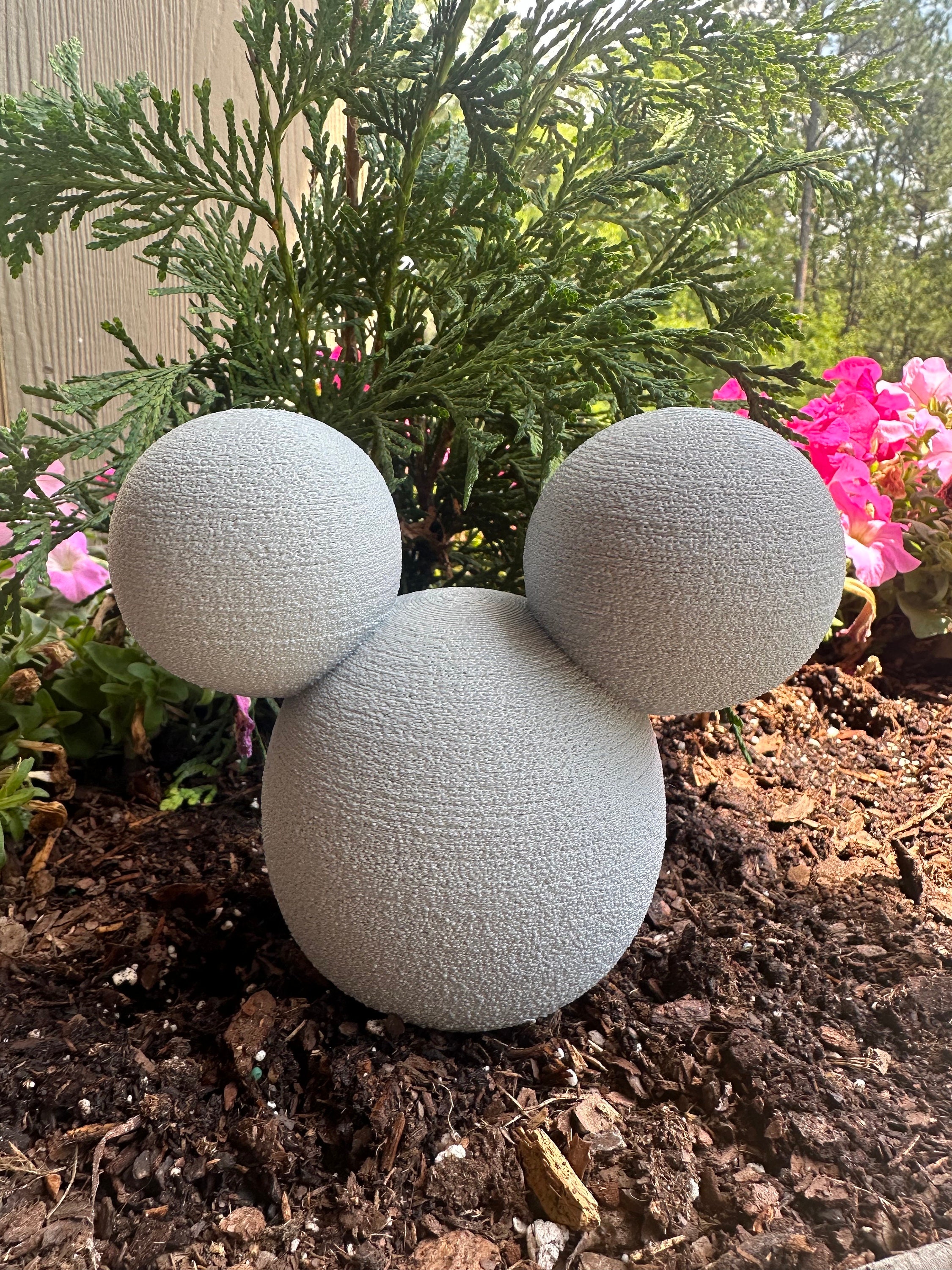 Mickey Head Garden Statue Decor Cement Appearance Modern Disney Hidden ...