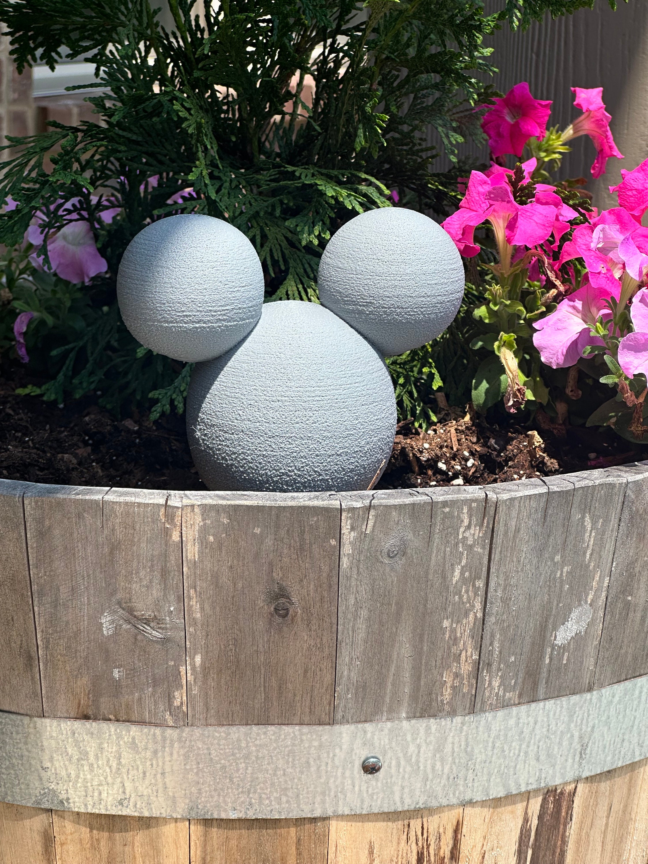 Mickey Head Garden Statue Decor Cement Appearance Modern Disney Hidden ...