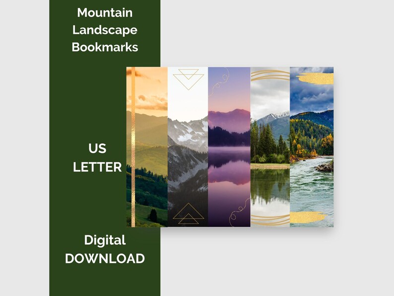 Mountain Landscape Bookmarks, Printable Bookmarks (digital Download) - Etsy