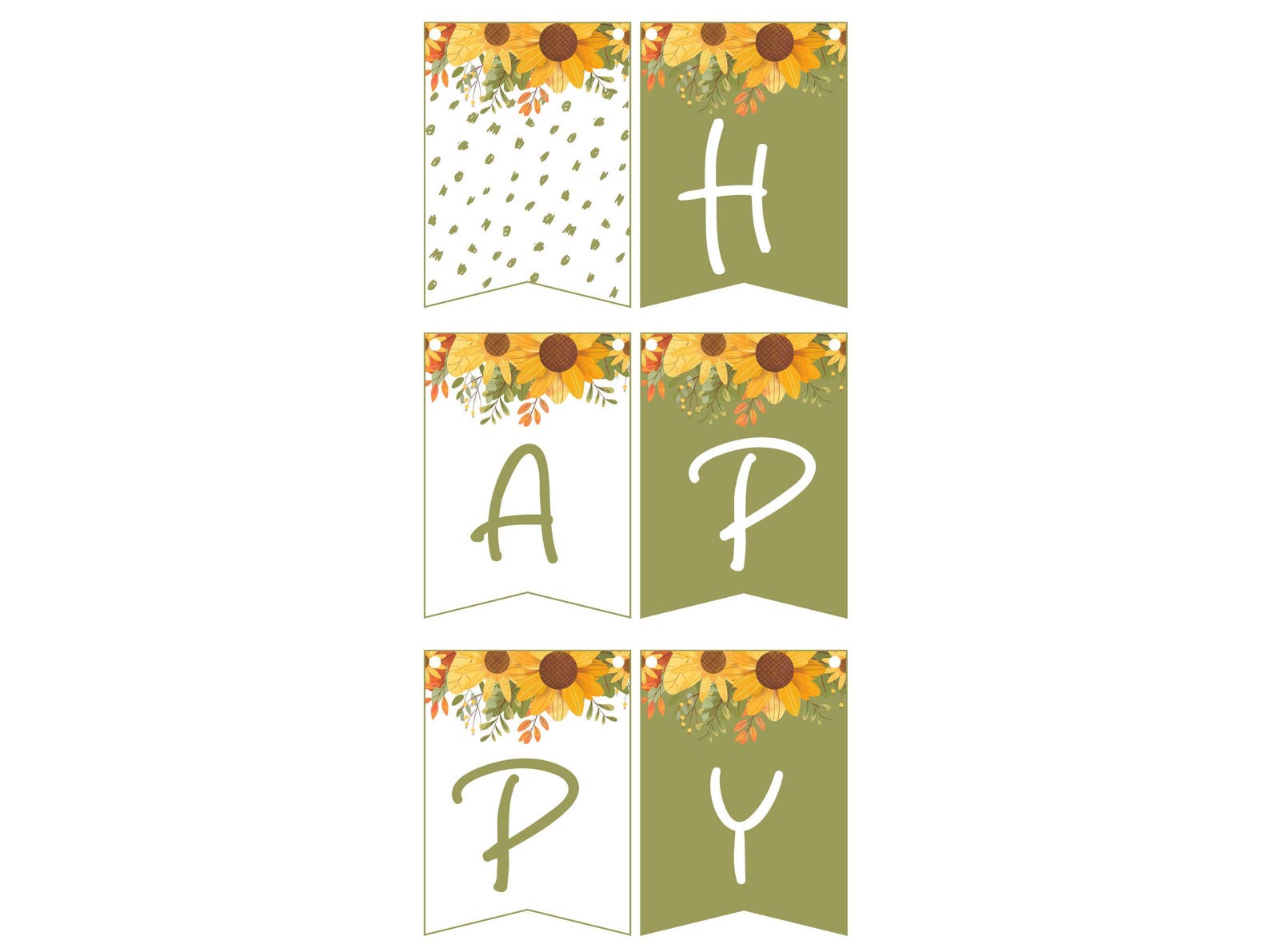 Sunflower Happy Birthday Banner, Printable Party Decor (digital ...