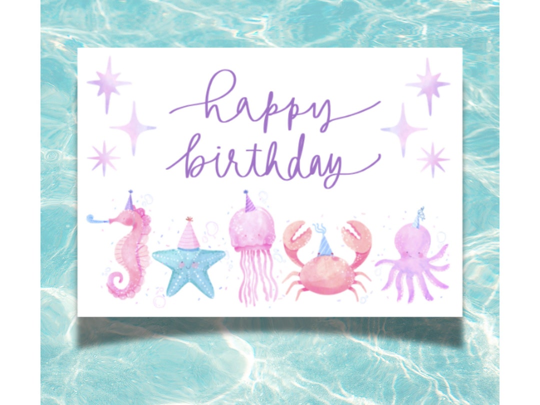 Under the Sea Birthday Card, Printable Birthday Card, Birthday Card - Etsy