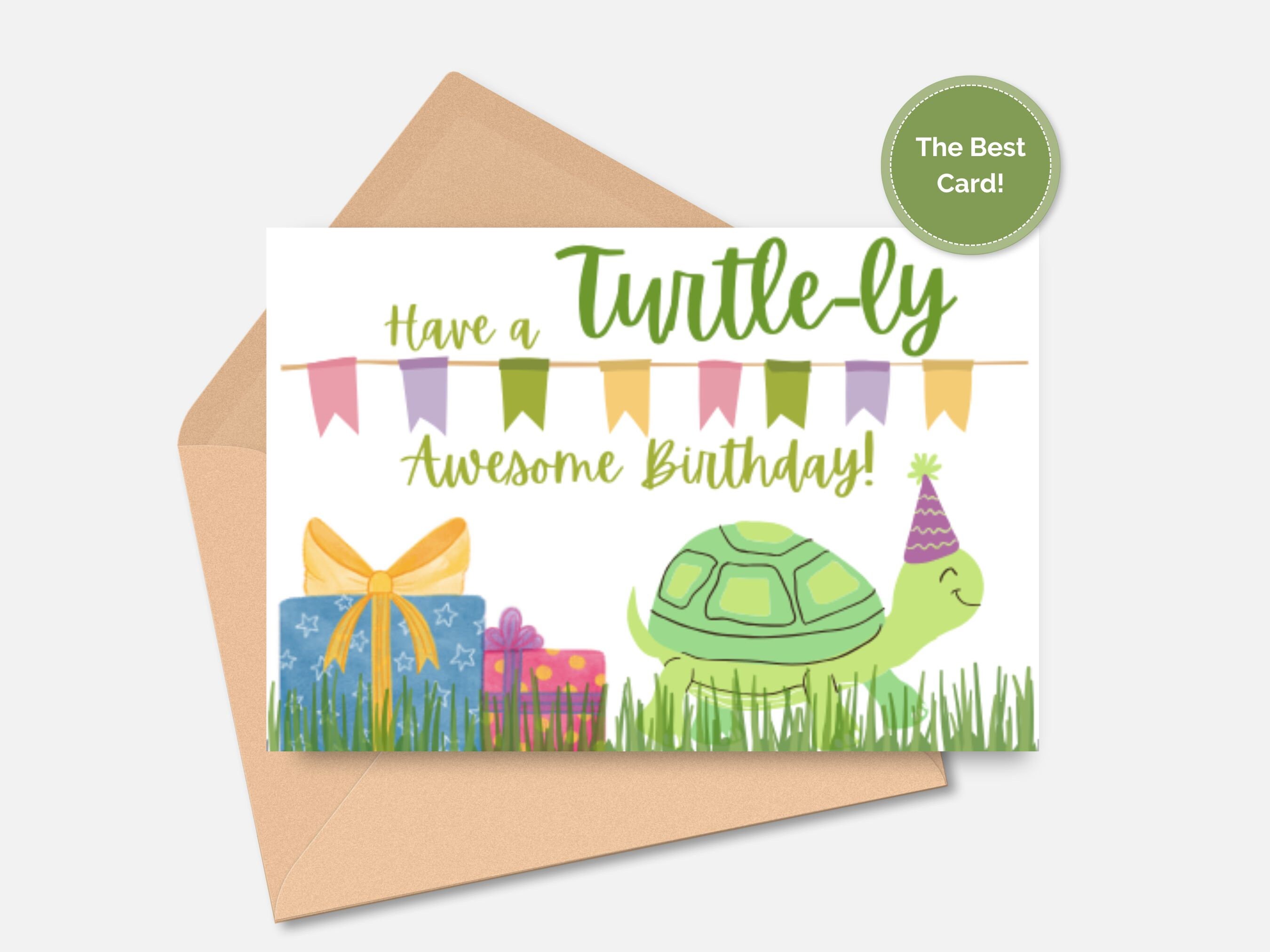 Turtle Birthday Card, Printable Birthday Card, Birthday Card - Etsy