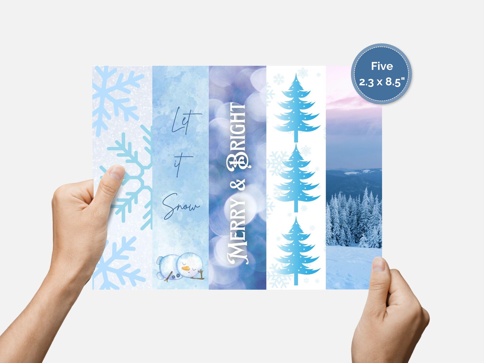 Blue Winter Bookmarks, Printable Snowflake Bookmarks (digital Download ...