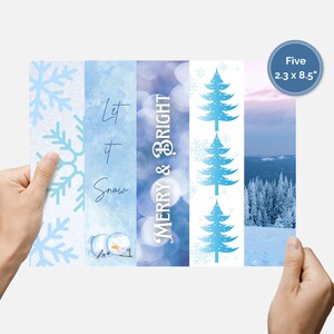 Blue Winter Bookmarks, Printable Snowflake Bookmarks (digital Download ...