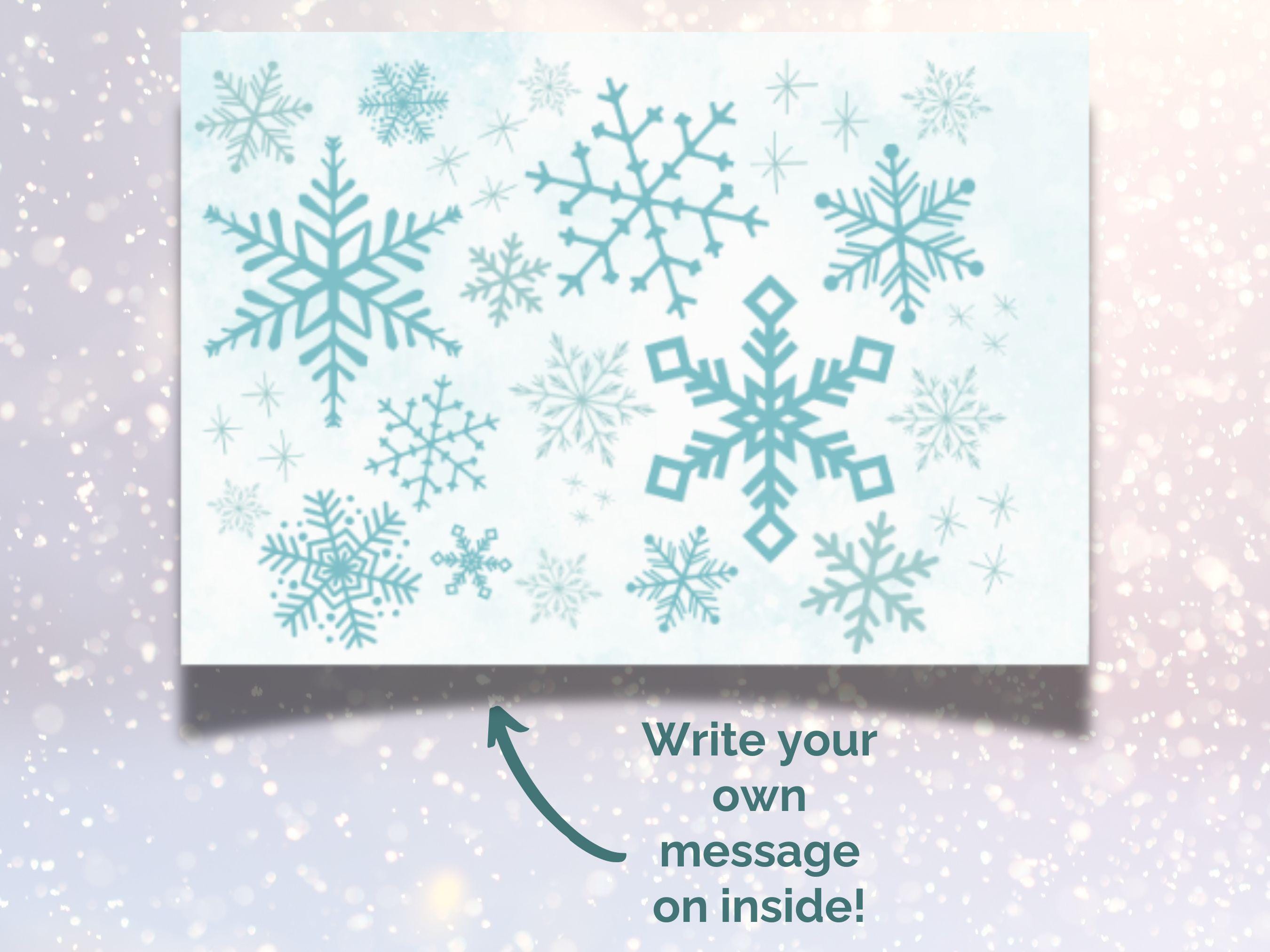 Snow Flake Greeting Card, Printable Greeting Card, Winter Greeting Card ...