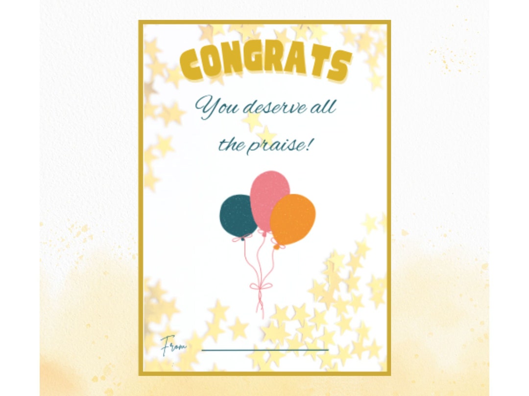 Congrats Gift Card Holder, Printable Balloon Design (digital Download ...