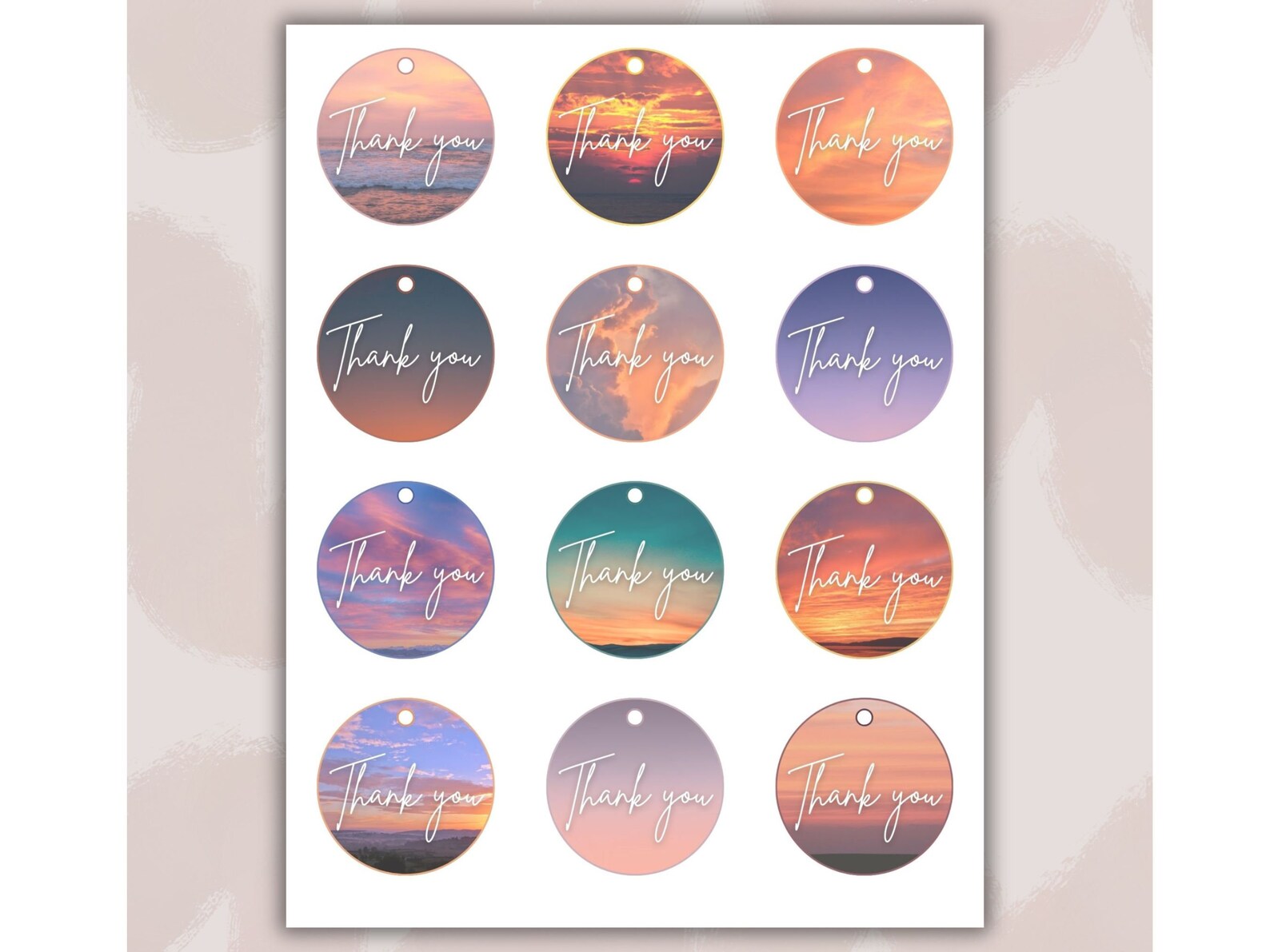Thank You - Sunset Gift Tags, Printable Gift Tags, Thank You Gift - Etsy