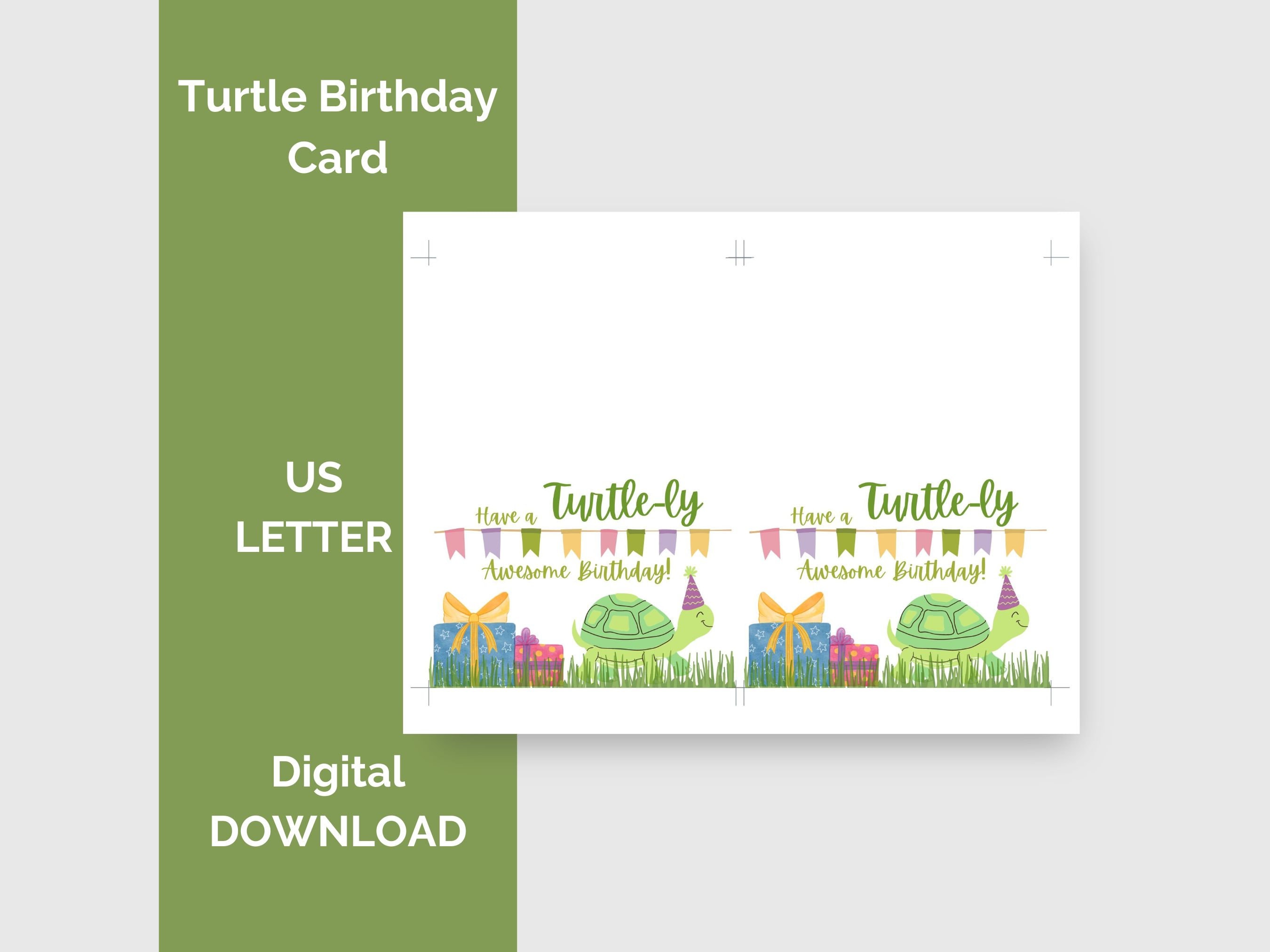 Turtle Birthday Card, Printable Birthday Card, Birthday Card - Etsy
