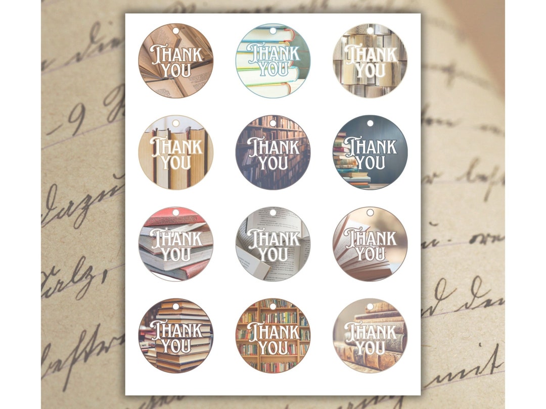Thank You - Book Gift Tags, Printable Gift Tags, Thank You Gift - Etsy