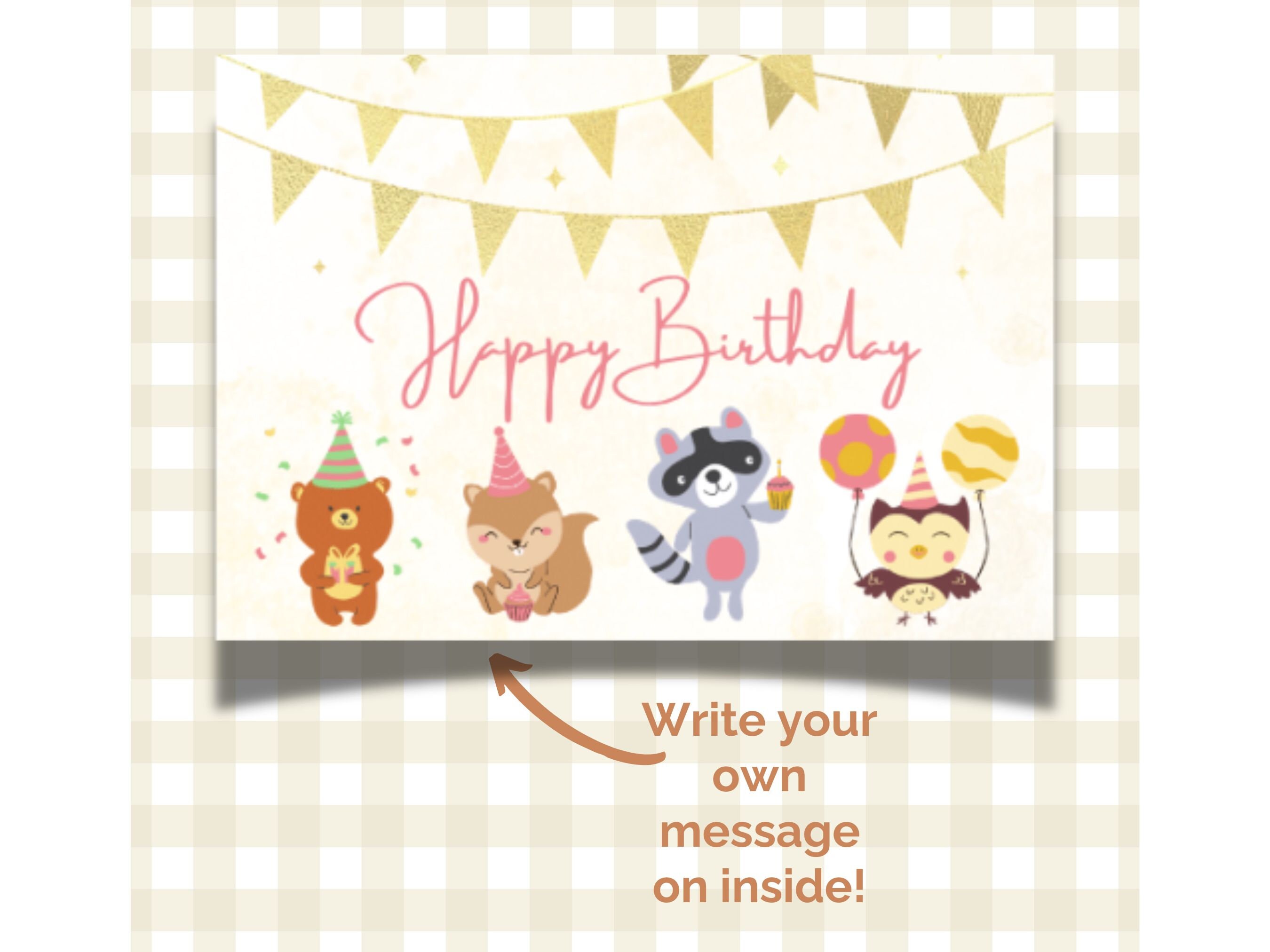 Woodland Party Animals Card, Printable Birthday Card, Birthday Card - Etsy