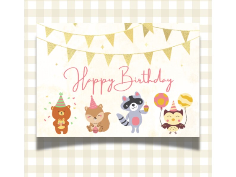 Woodland Party Animals Card, Printable Birthday Card, Birthday Card - Etsy