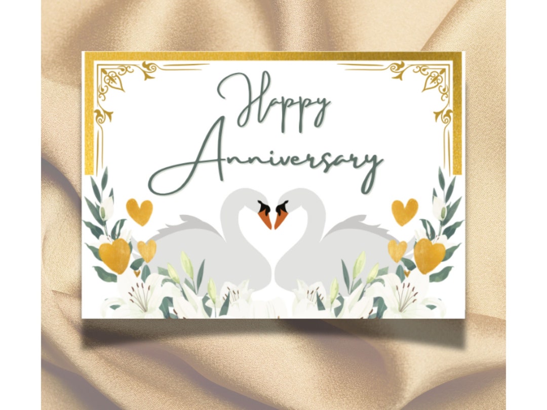 Swan Anniversary Card, Printable Anniversary Card, Anniversary Card - Etsy