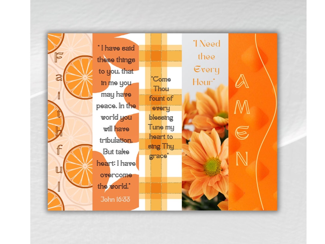 Orange Religious Bookmarks, Scripture Quotes (digital Download) - Etsy