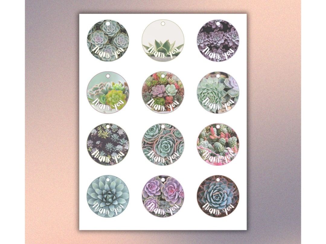 Thank You - Succulent Gift Tags, Printable Gift Tags, Thank You Gift - Etsy