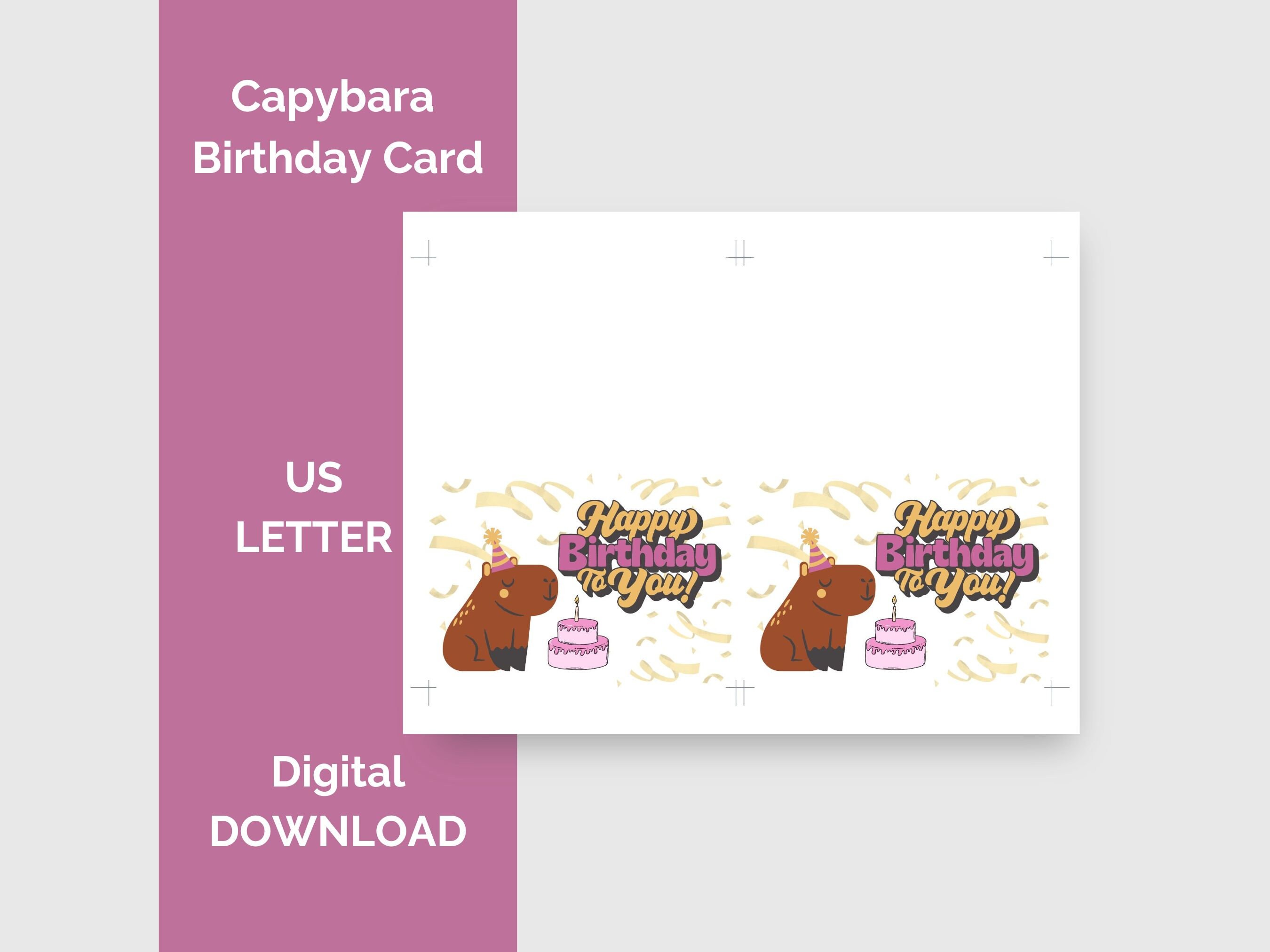 Capybara Birthday Card, Printable Birthday Card, Birthday Card - Etsy