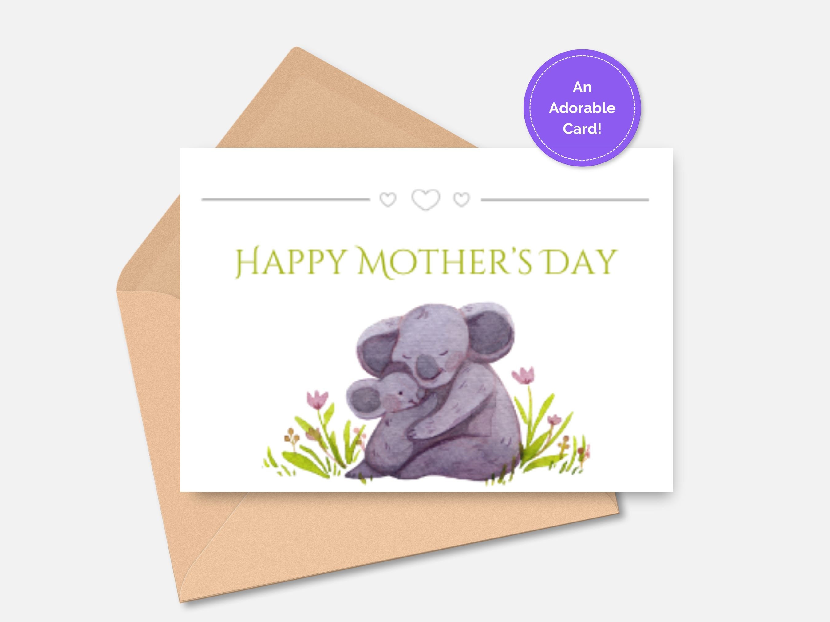 Koala Mother's Day Card, Printable Mother's Day Card - Etsy