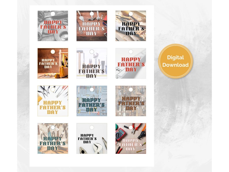 Happy Father's Day - Tools Gift Tags, Printable Gift Tags, Father's Day ...