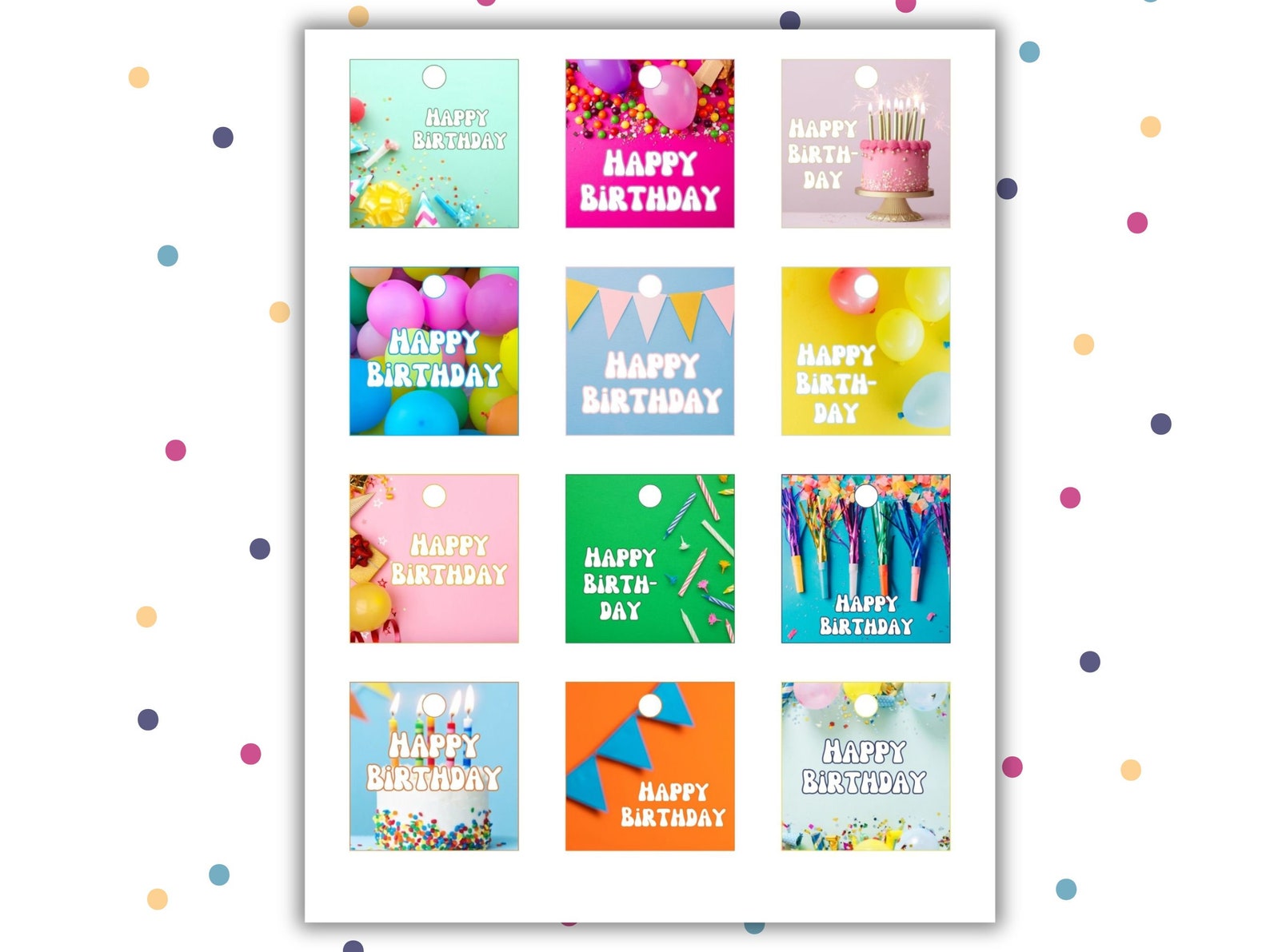 Happy Birthday - Celebration Gift Tags, Printable Gift Tags, Happy ...