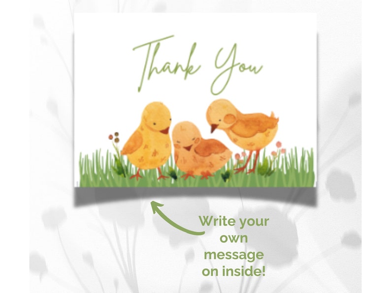 Baby Chick Thank You Card, Kids Printable (digital Download) - Etsy
