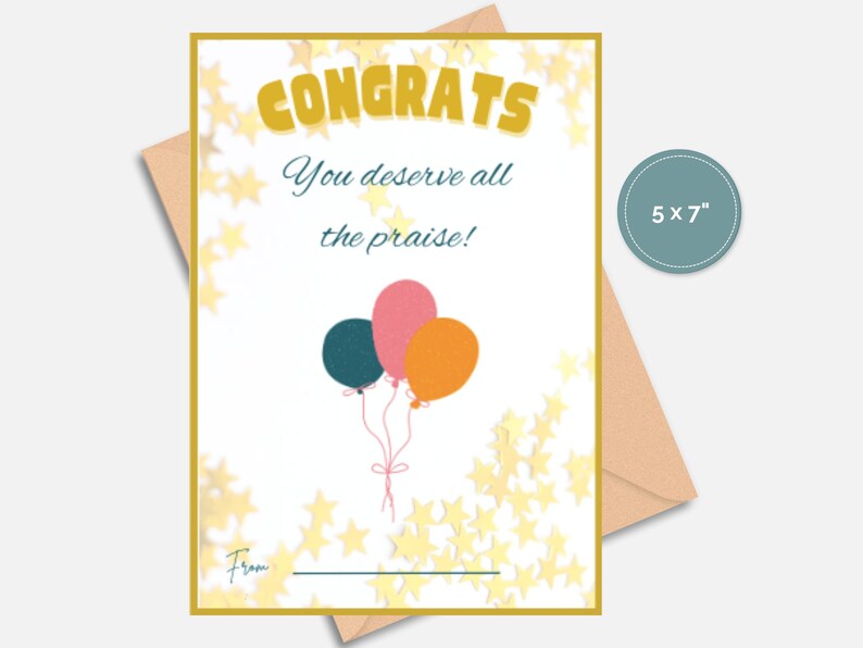 Congrats Gift Card Holder, Printable Balloon Design (digital Download ...