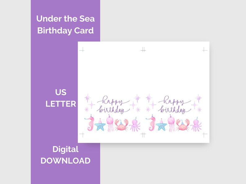 Under the Sea Birthday Card – Printable Gift (digital Download) - Etsy