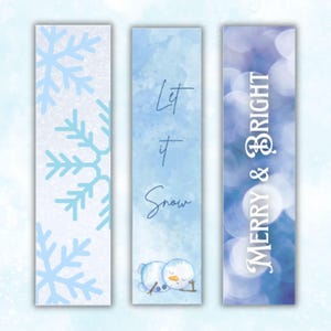 Blue Winter Bookmarks, Printable Snowflake Bookmarks (digital Download ...
