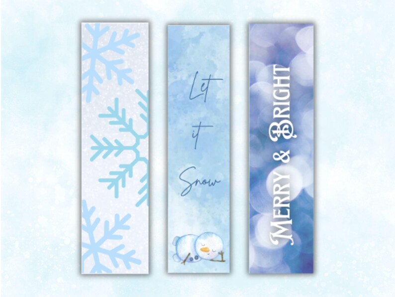 Blue Winter Bookmarks, Printable Snowflake Bookmarks (digital Download ...