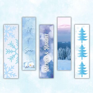 Blue Winter Bookmarks, Printable Snowflake Bookmarks (digital Download ...