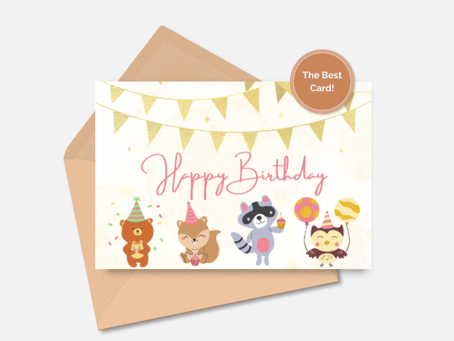 Woodland Party Animals Card, Printable Birthday Card, Birthday Card - Etsy