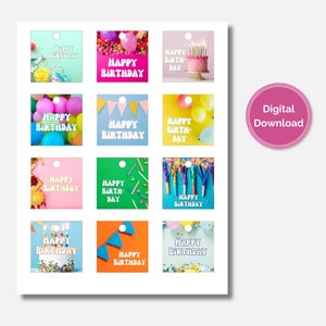 Happy Birthday - Celebration Gift Tags, Printable Gift Tags, Happy ...