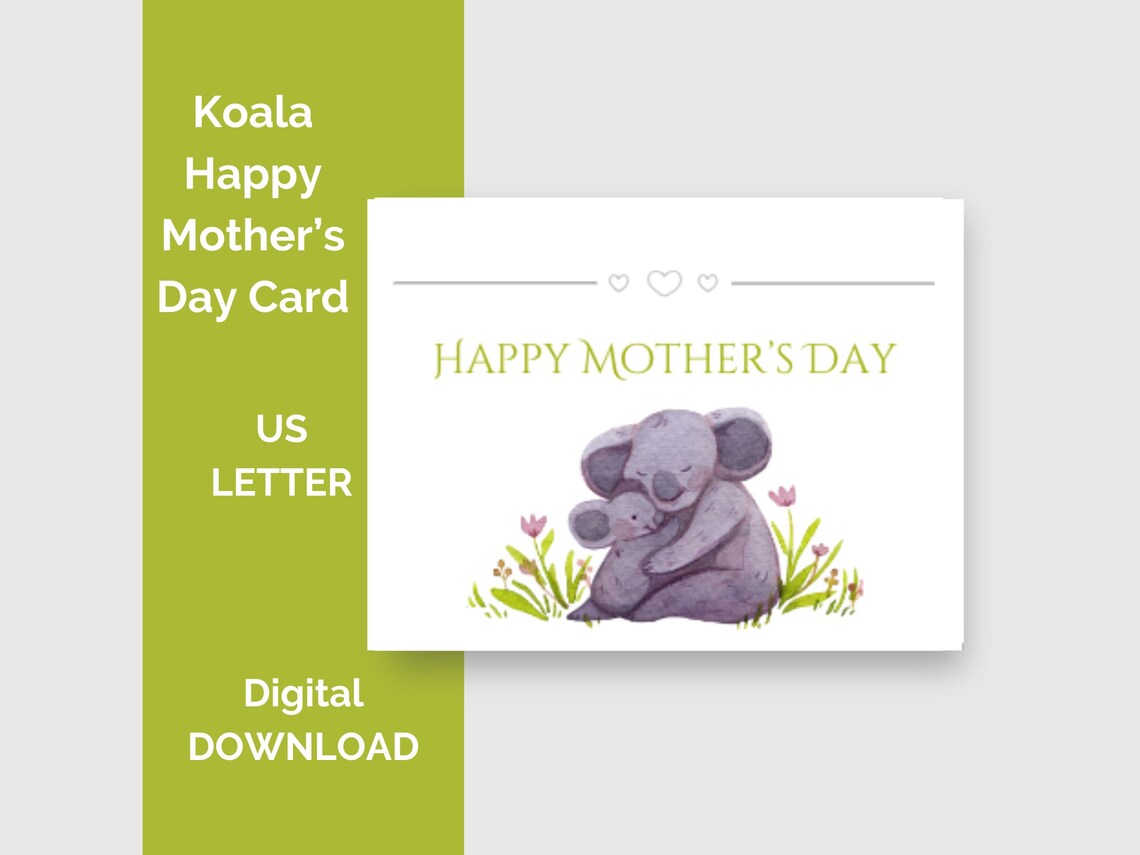 Koala Mother's Day Card, Printable Mother's Day Card - Etsy