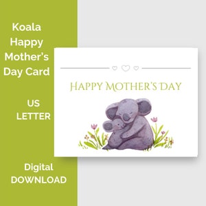 Koala Mother's Day Card, Printable Mother's Day Card - Etsy