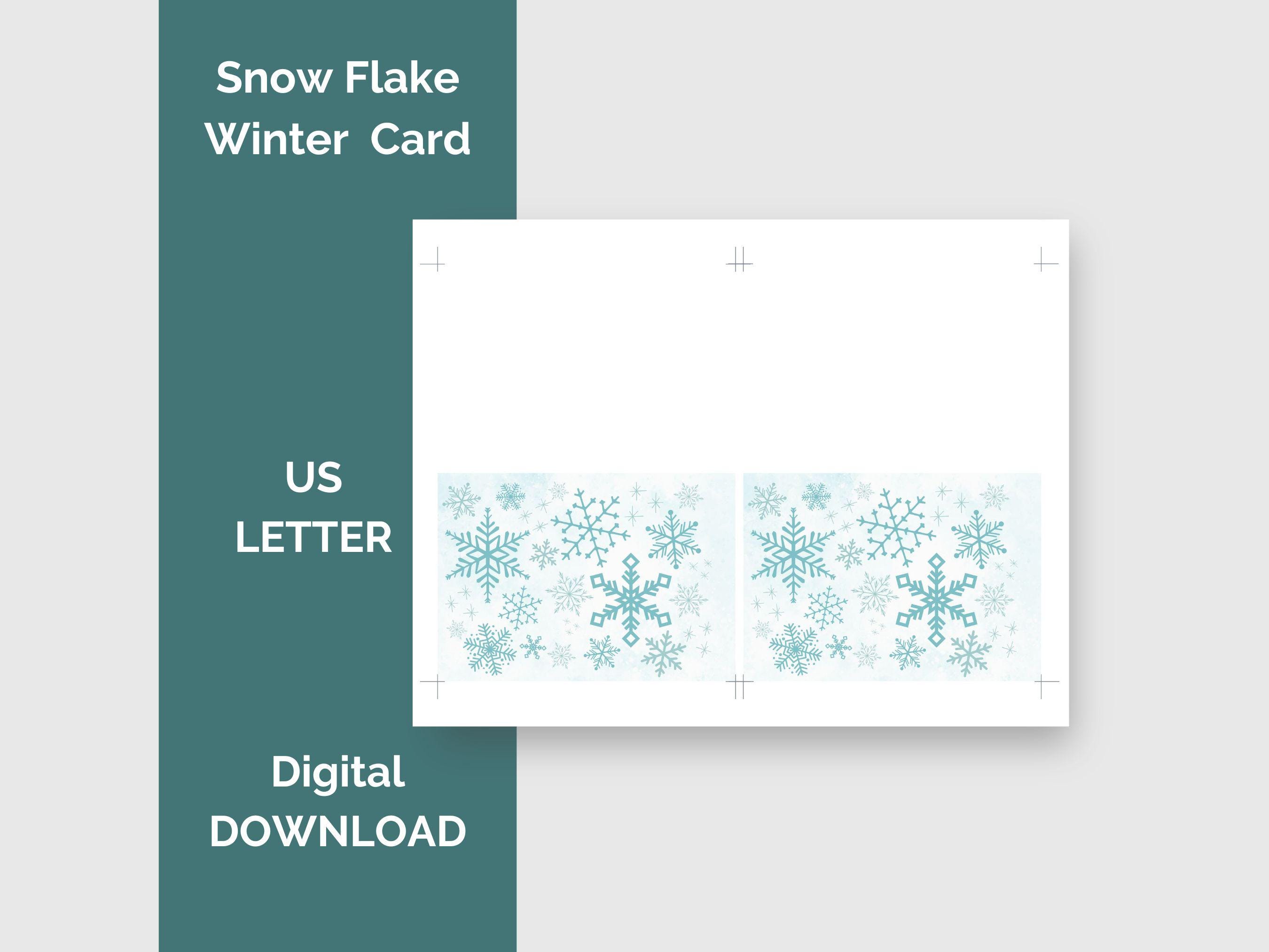 Snow Flake Greeting Card, Printable Greeting Card, Winter Greeting Card ...