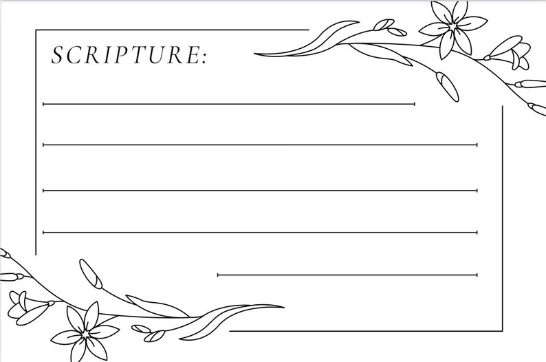 Bible Study Template and Scripture Memory Cards (B/W) - Etsy