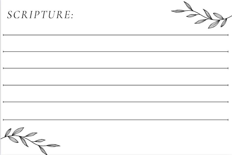 Bible Study Template and Scripture Memory Cards (B/W) - Etsy