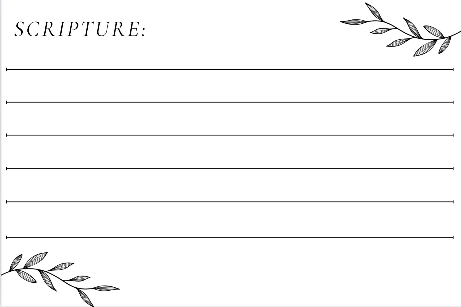 Bible Study Template and Scripture Memory Cards (B/W) - Etsy