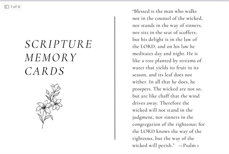 Bible Study Template and Scripture Memory Cards (B/W) - Etsy