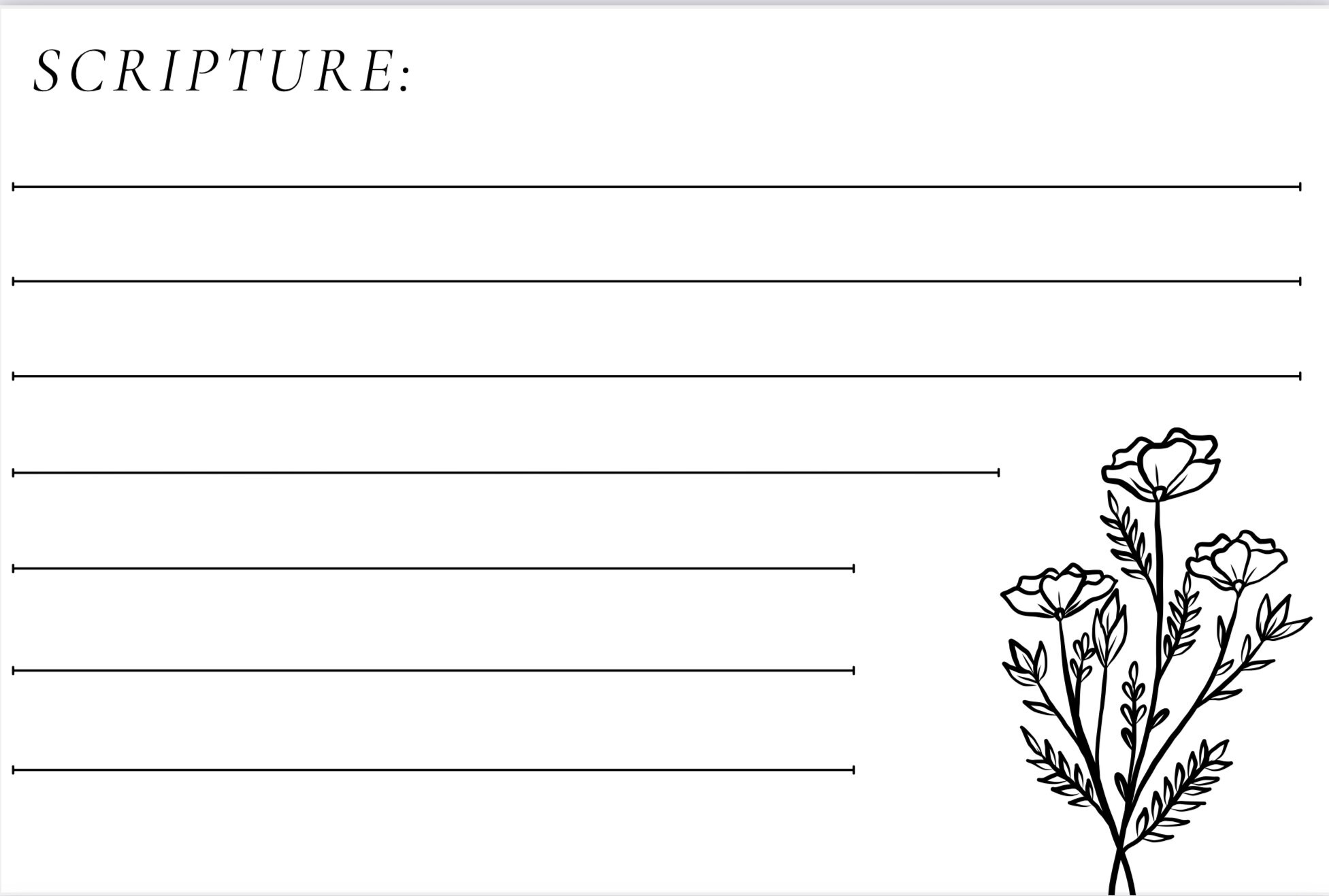 Bible Study Template and Scripture Memory Cards (B/W) - Etsy