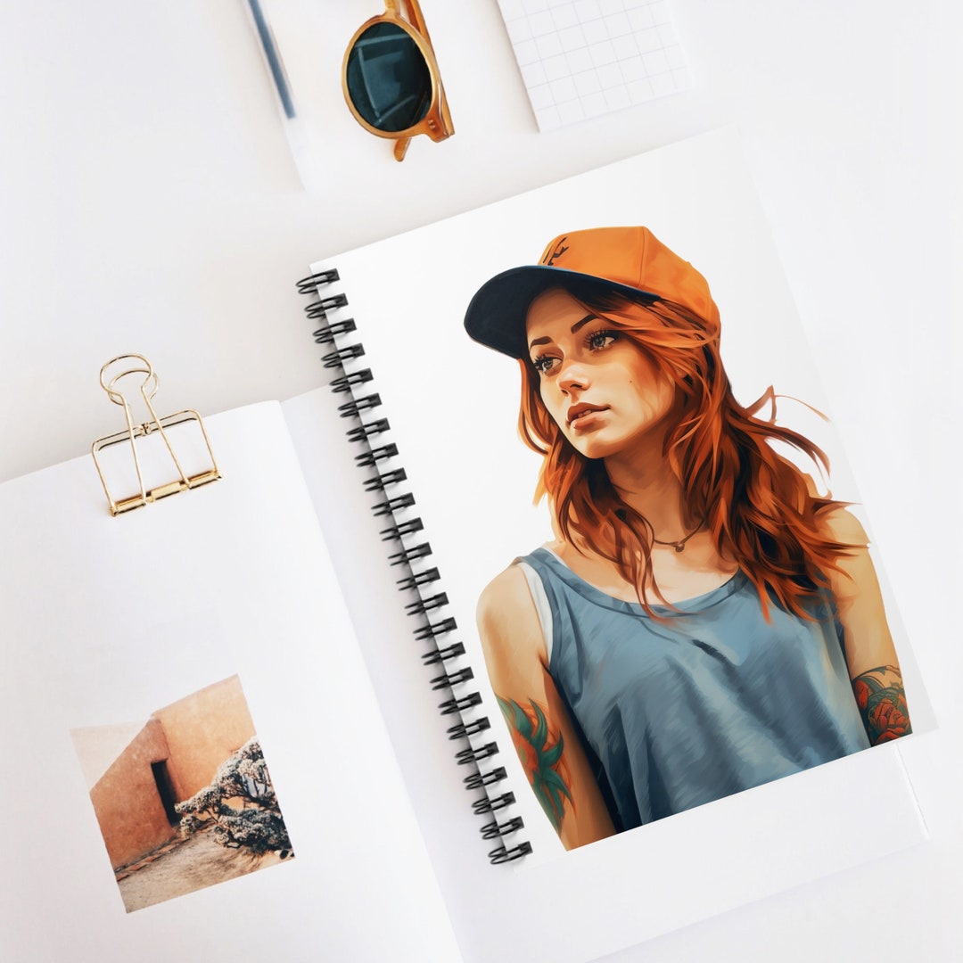 Chic Spiral Notebook With Tattooed Girl Chip Art Perfect for Notes ...