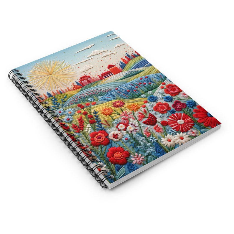 Stylish Printed Patriotic Landscape Embroidery Spiral Notebook Perfect ...